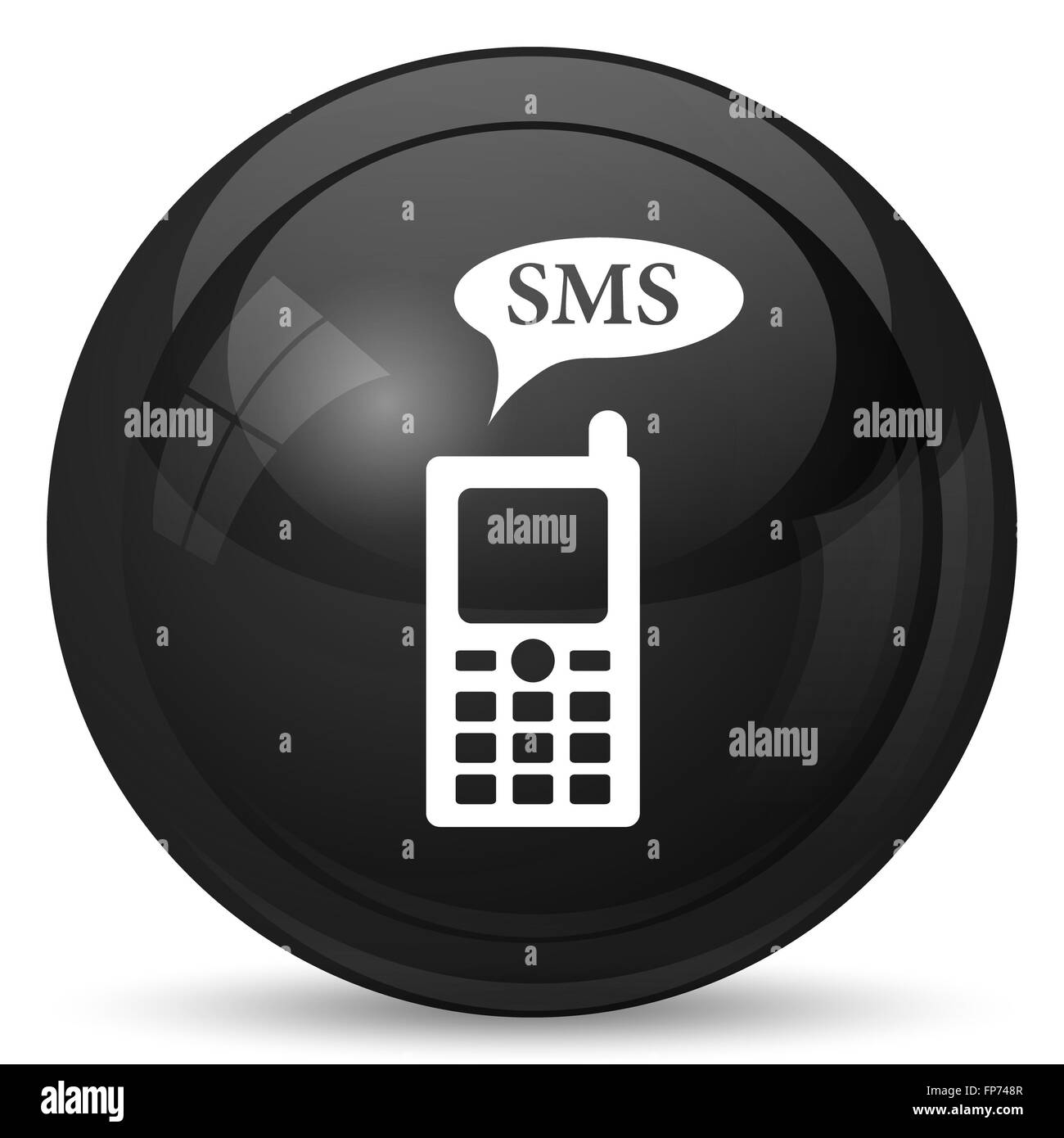 SMS icon. Internet button on white background Stock Photo - Alamy