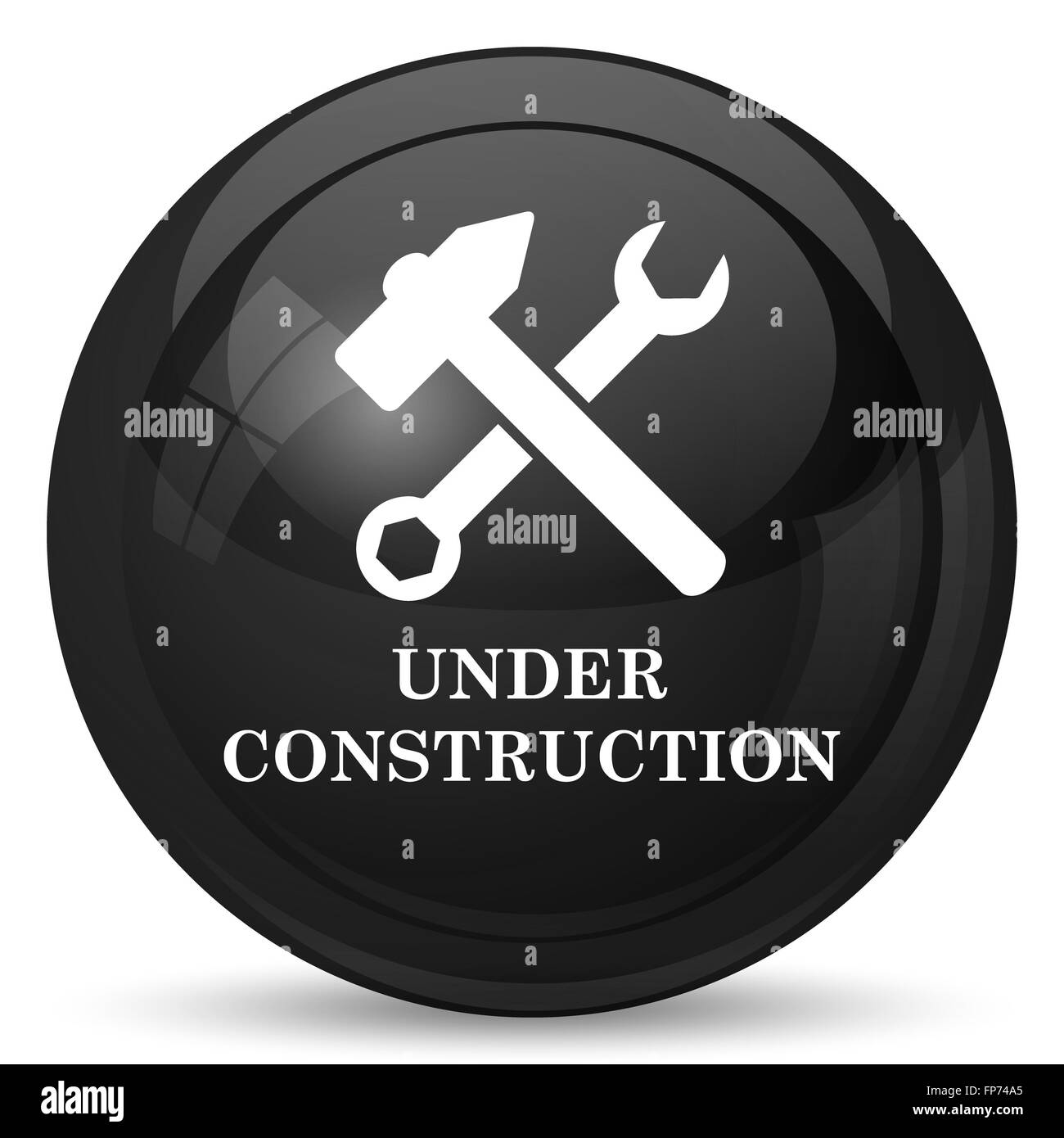 Under construction icon. Internet button on white background Stock ...
