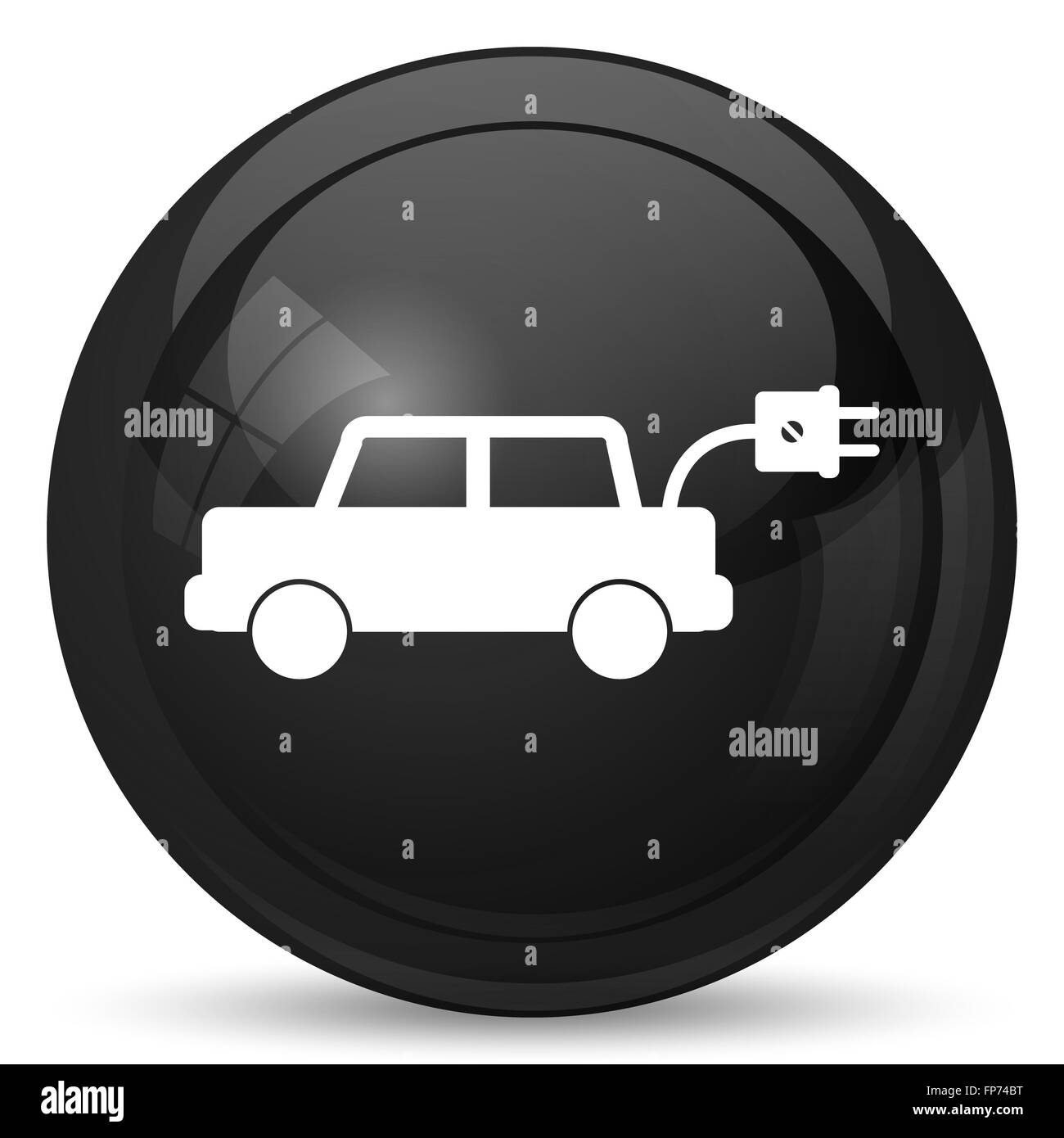 Electric car icon. Internet button on white background Stock Photo - Alamy