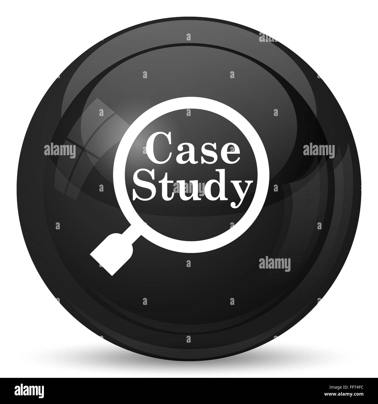 Case study icon. Internet button on white background Stock Photo - Alamy