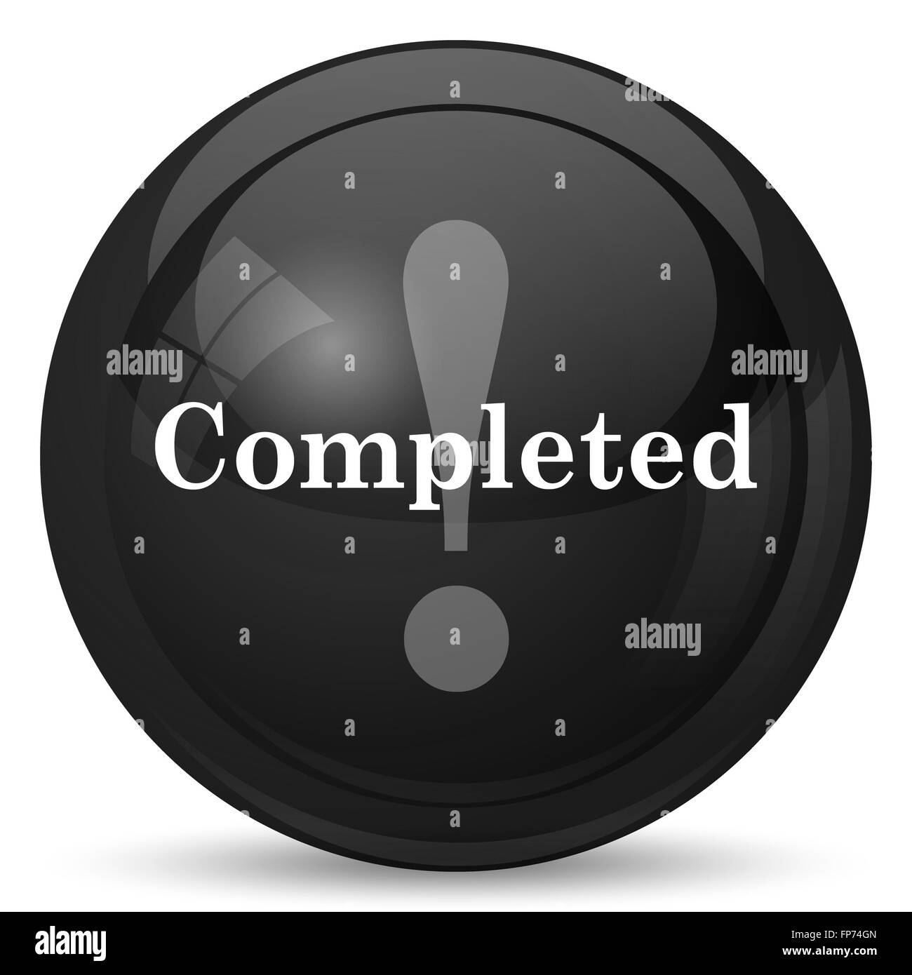 Completed icon. Internet button on white background Stock Photo - Alamy