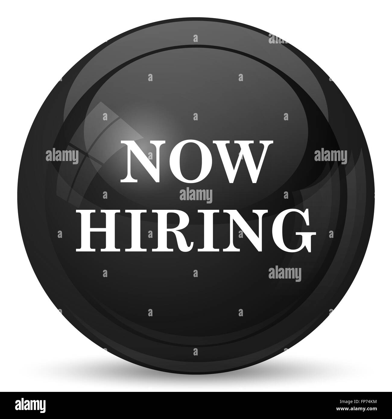 Now hiring icon. Internet button on white background Stock Photo - Alamy