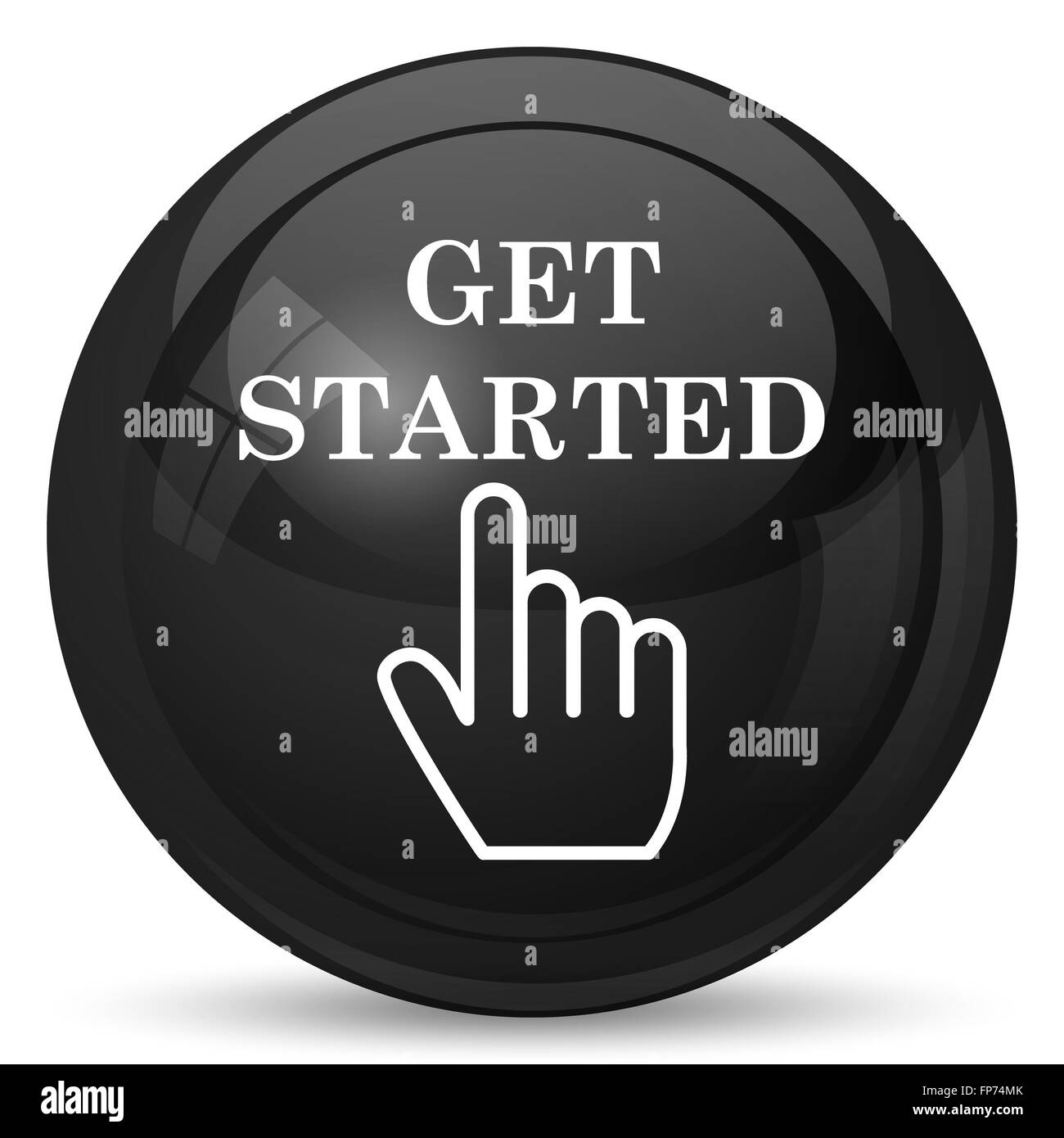 Get started icon. Internet button on white background Stock Photo - Alamy