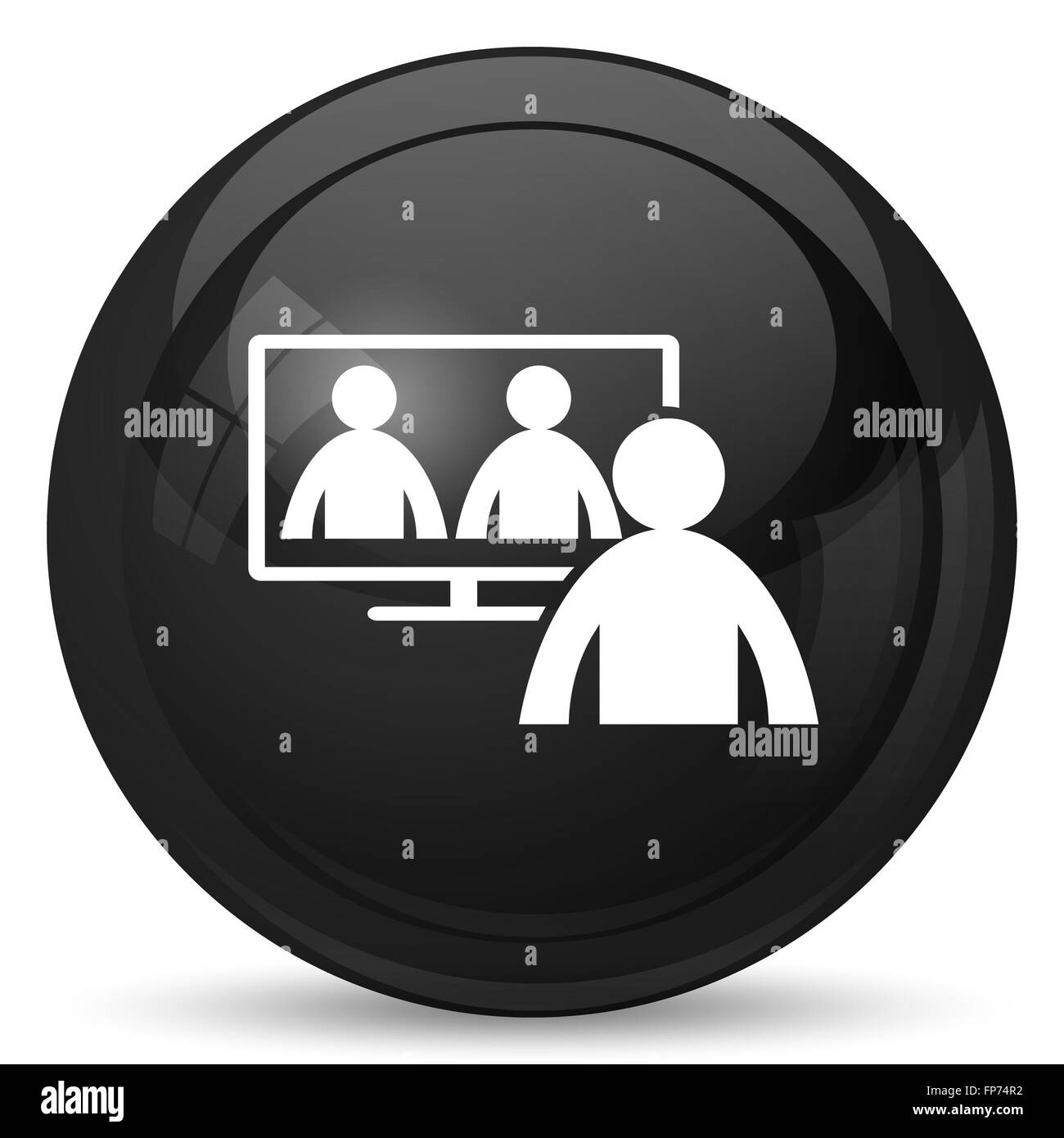 Video conference, online meeting icon. Internet button on white ...