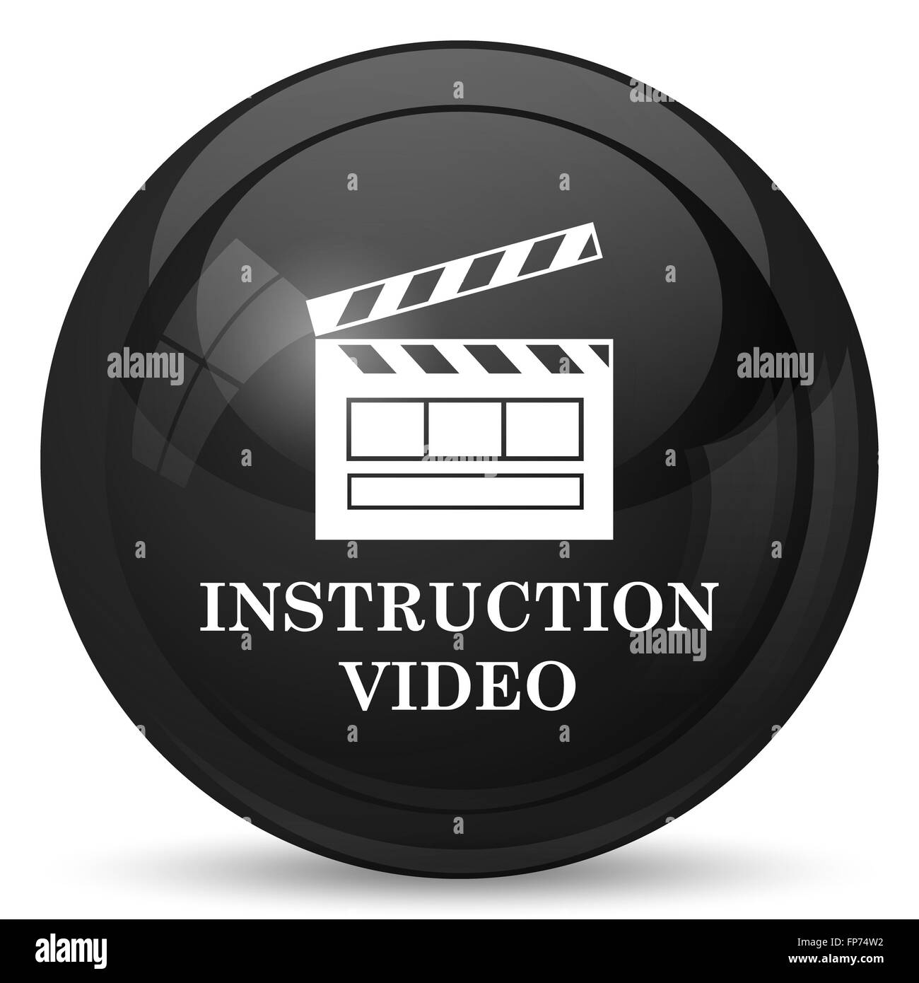 Instruction video icon. Internet button on white background Stock Photo ...