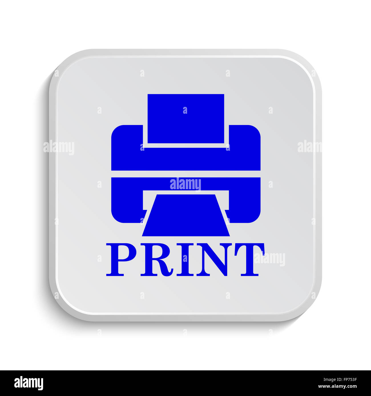 Printer with word PRINT icon. Internet button on white background Stock ...