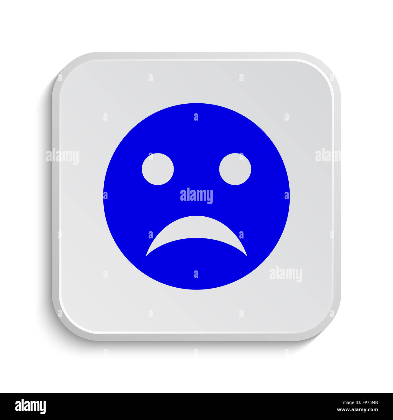 Sad smiley icon. Internet button on white background Stock Photo - Alamy