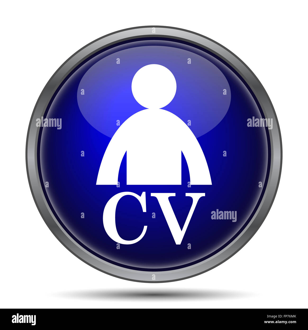 CV icon. Internet button on white background Stock Photo - Alamy
