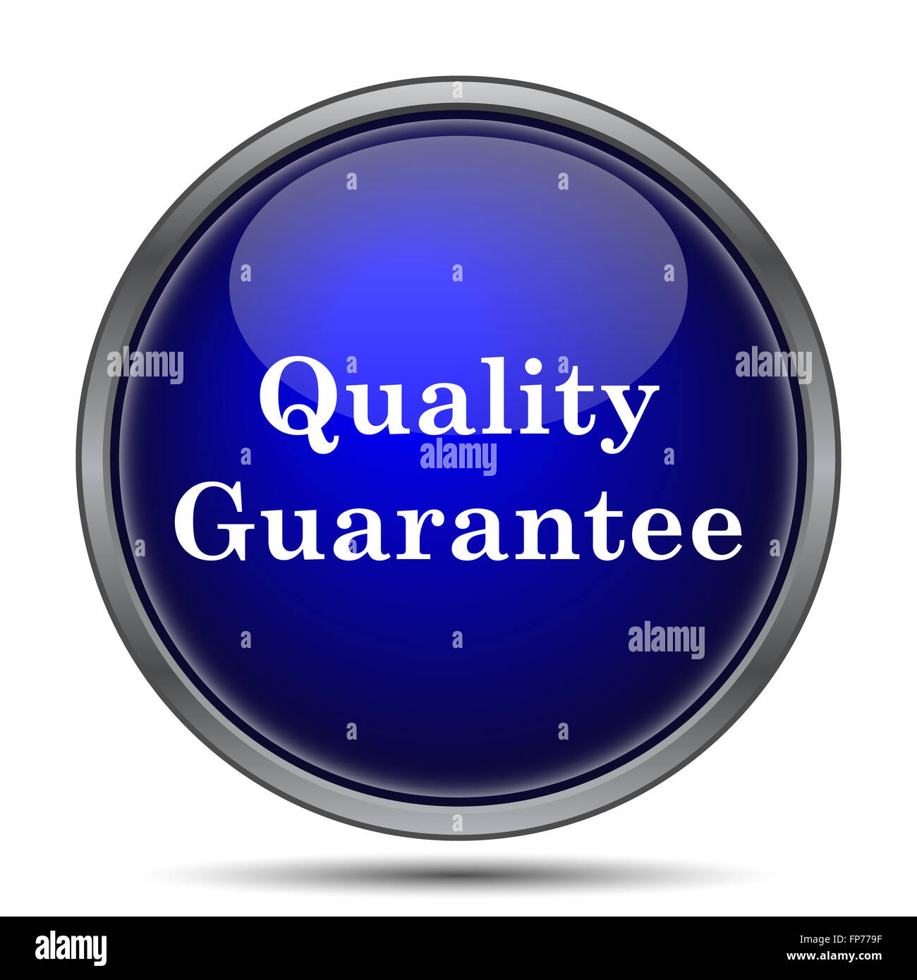 Quality guarantee icon. Internet button on white background Stock Photo ...