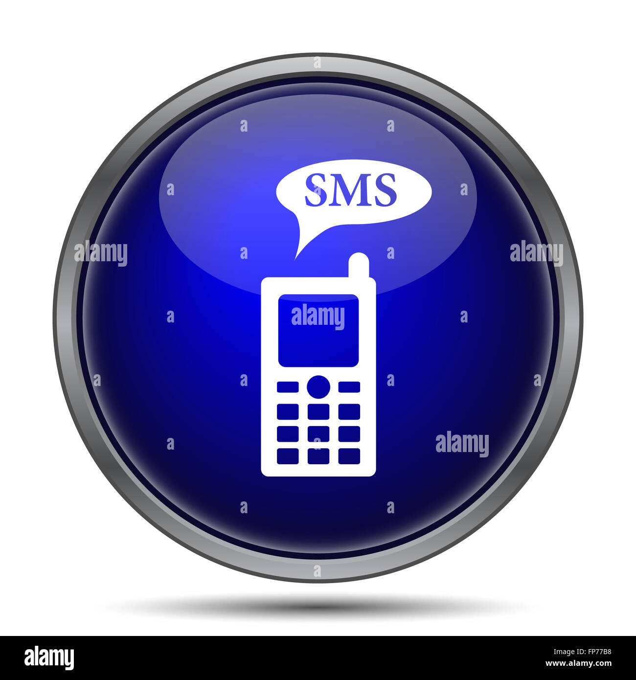 SMS icon. Internet button on white background Stock Photo - Alamy