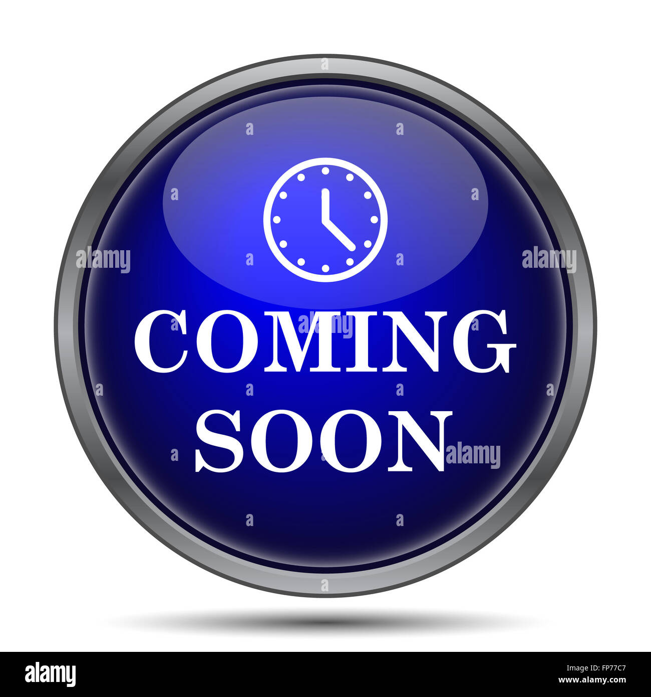 Coming soon icon. Internet button on white background Stock Photo - Alamy