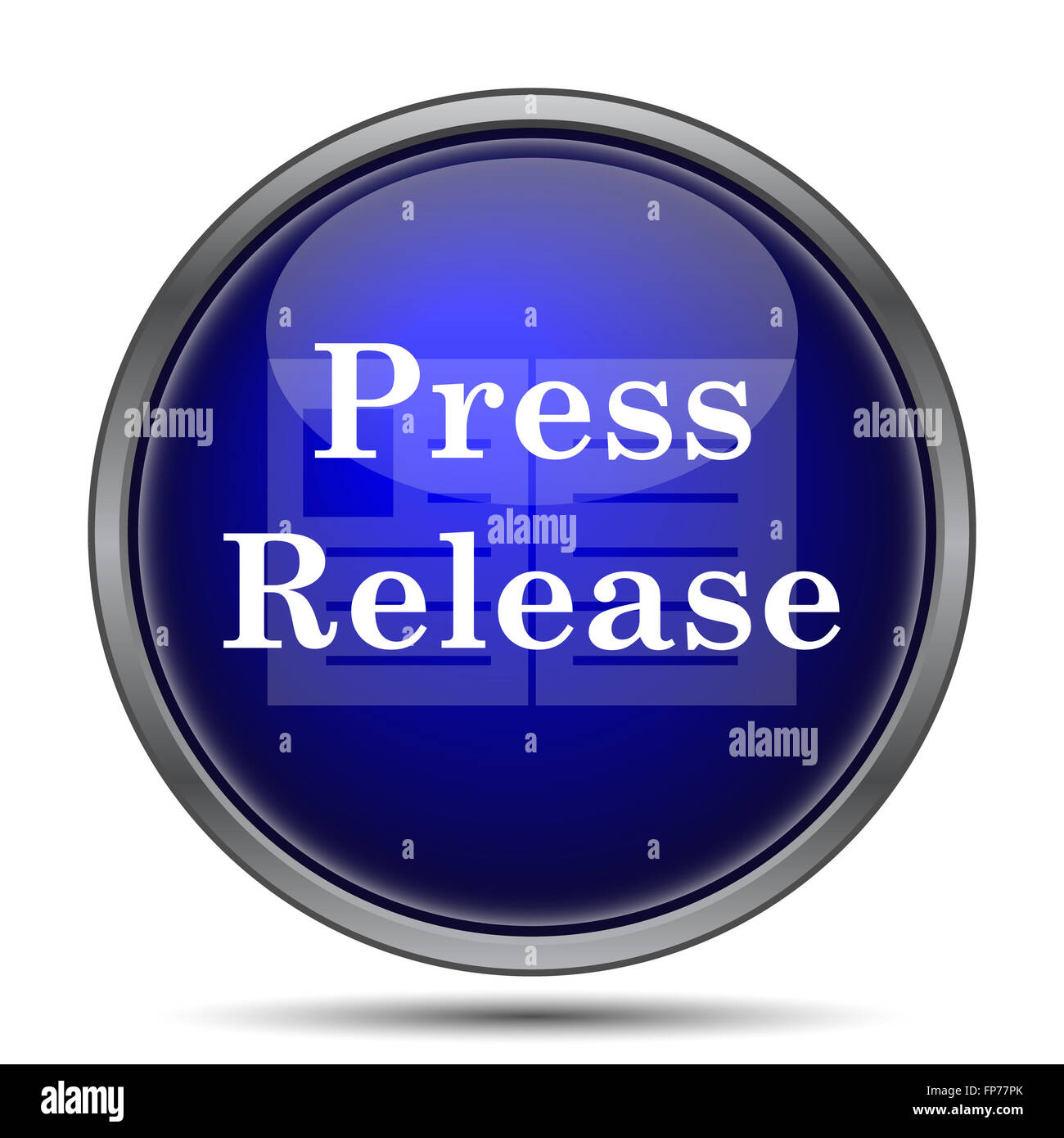 Press release icon. Internet button on white background Stock Photo - Alamy