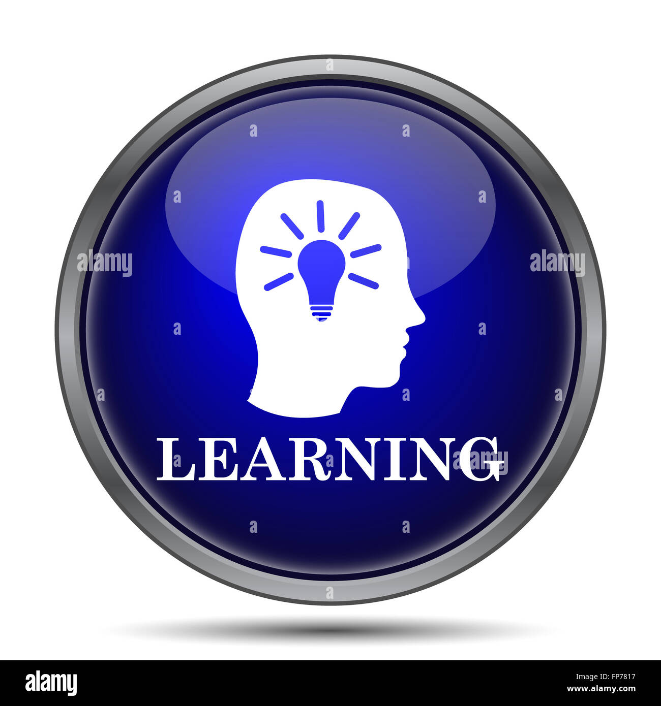 Learning icon. Internet button on white background Stock Photo - Alamy