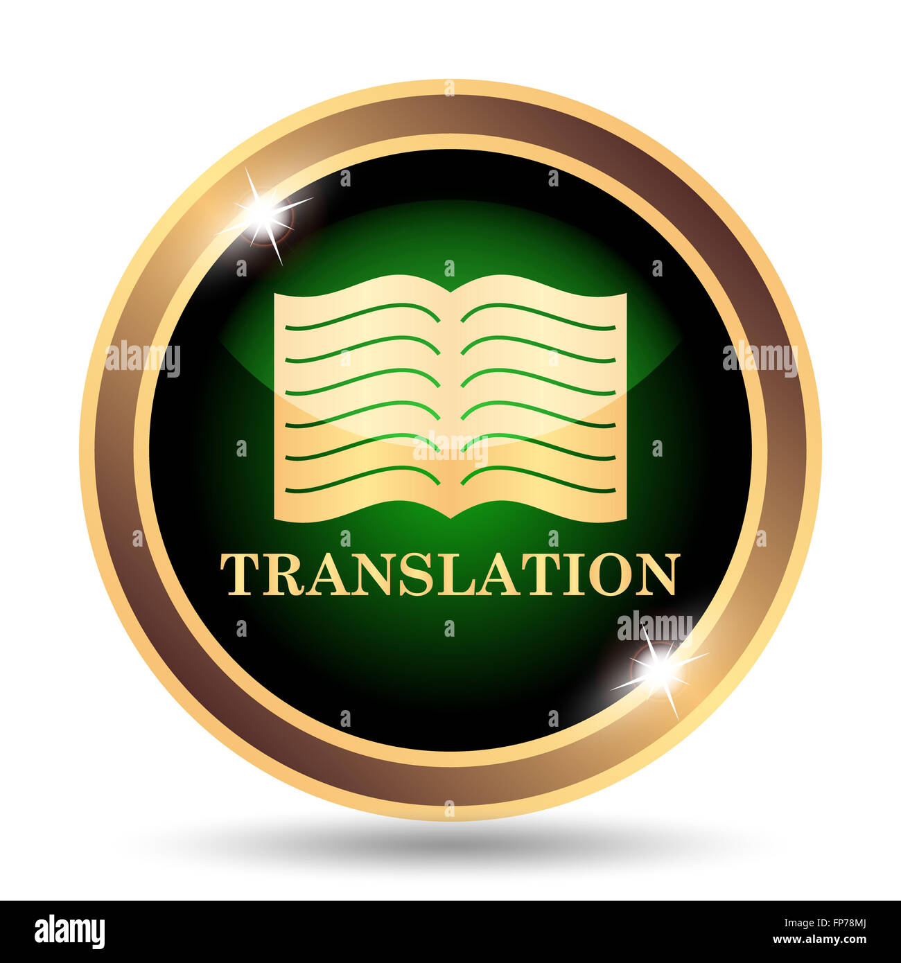 Translation book icon. Internet button on white background Stock Photo ...