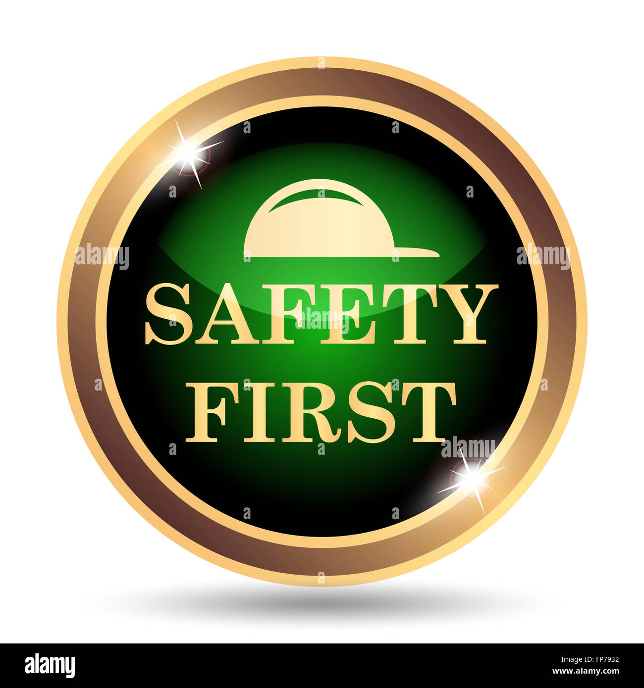 Safety first icon. Internet button on white background Stock Photo - Alamy