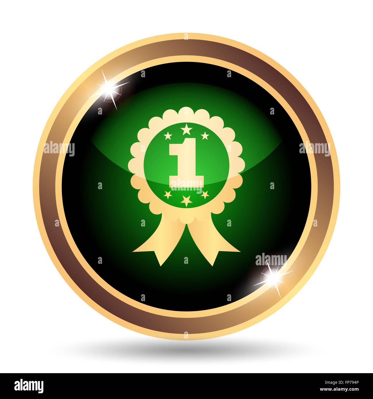 First prize ribbon icon. Internet button on white background Stock ...