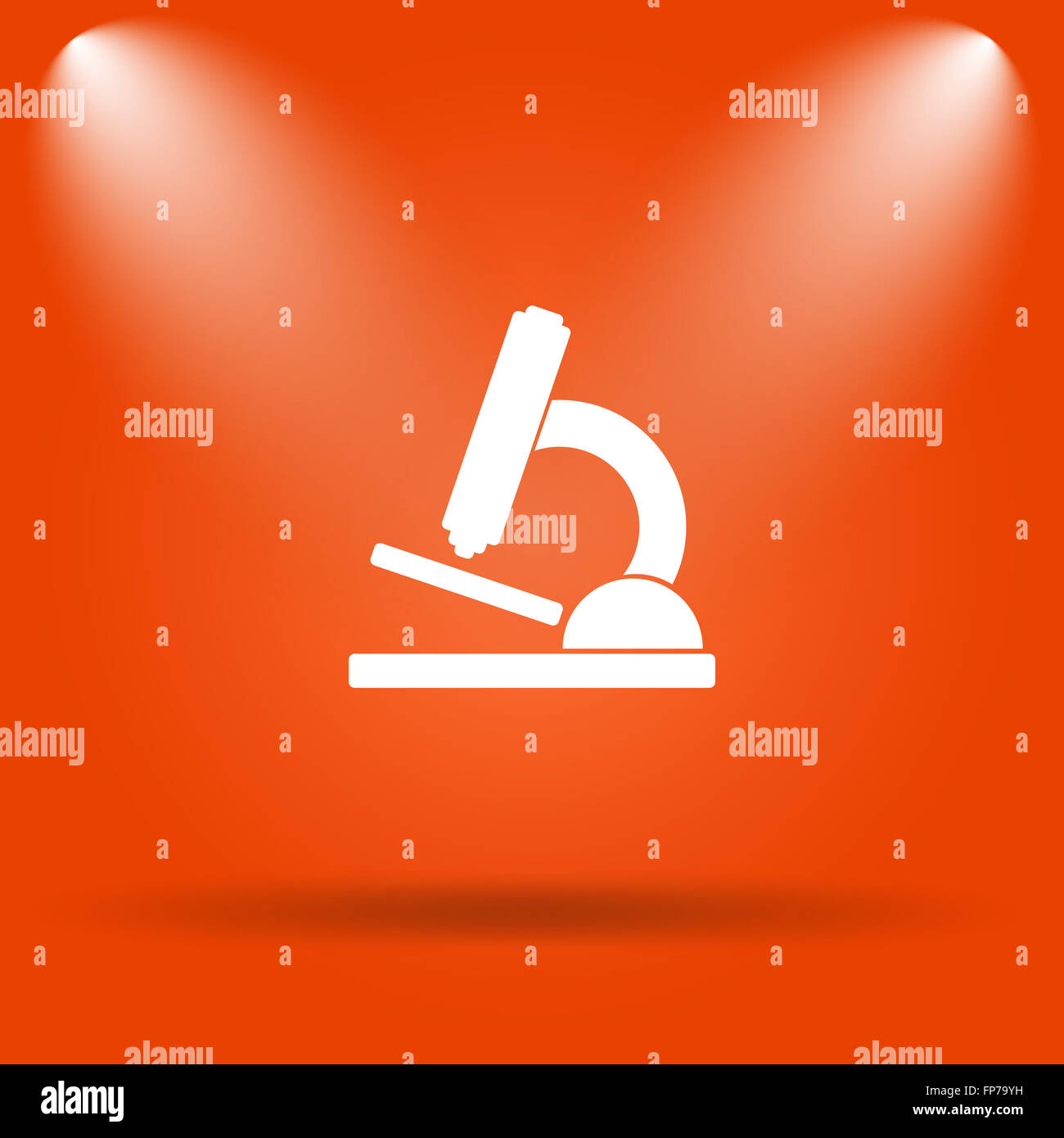 Microscope icon. Internet button on orange background Stock Photo - Alamy