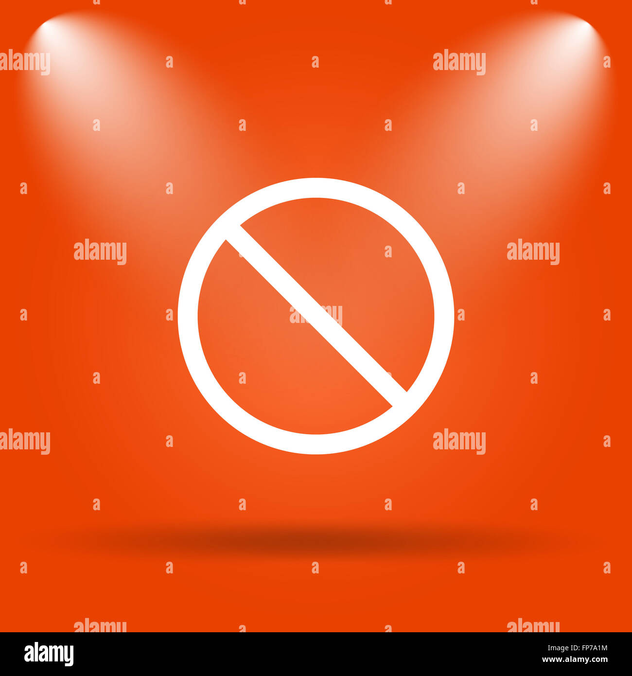 Forbidden icon. Internet button on orange background Stock Photo - Alamy
