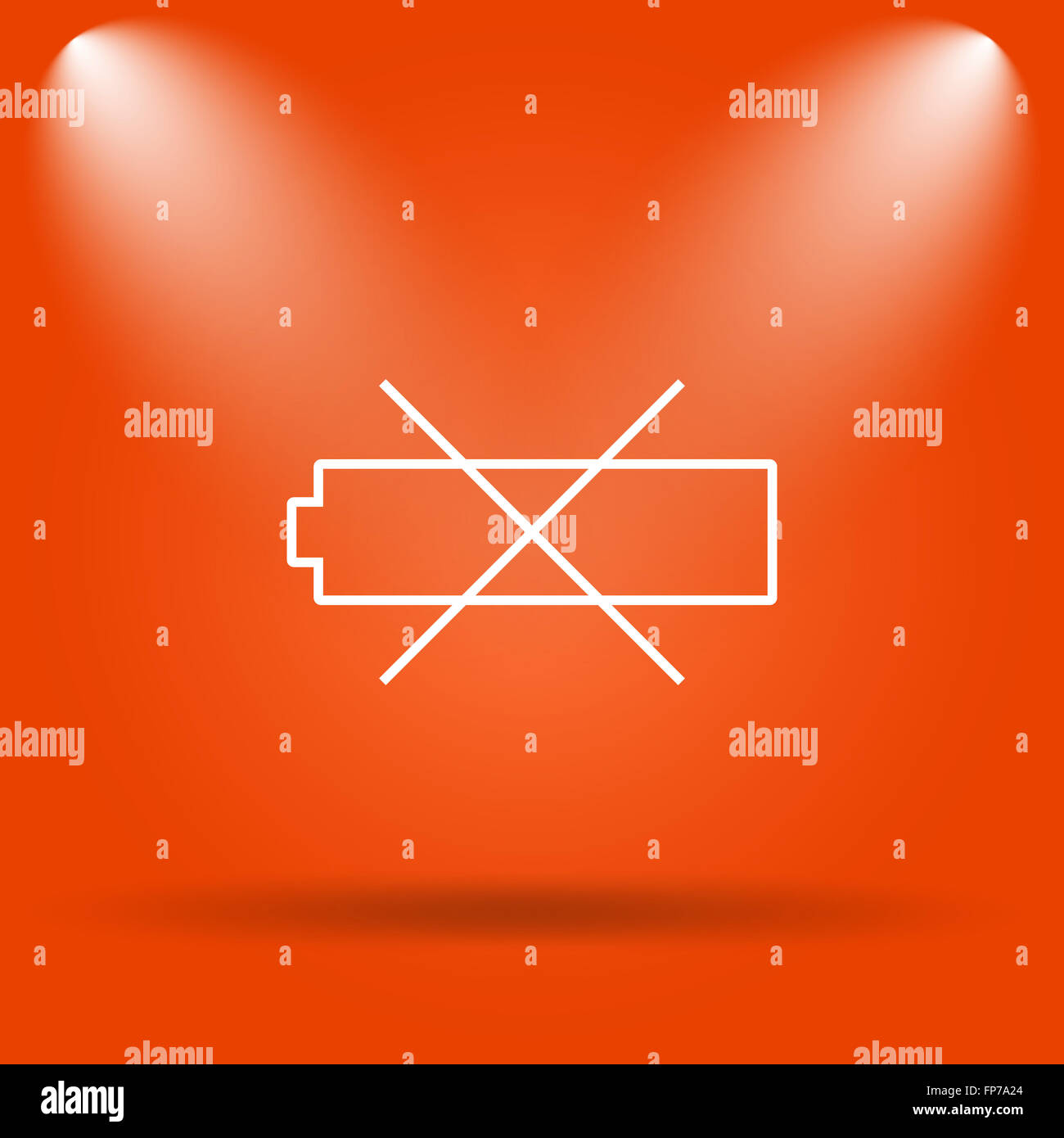 Empty battery icon. Internet button on orange background Stock Photo ...
