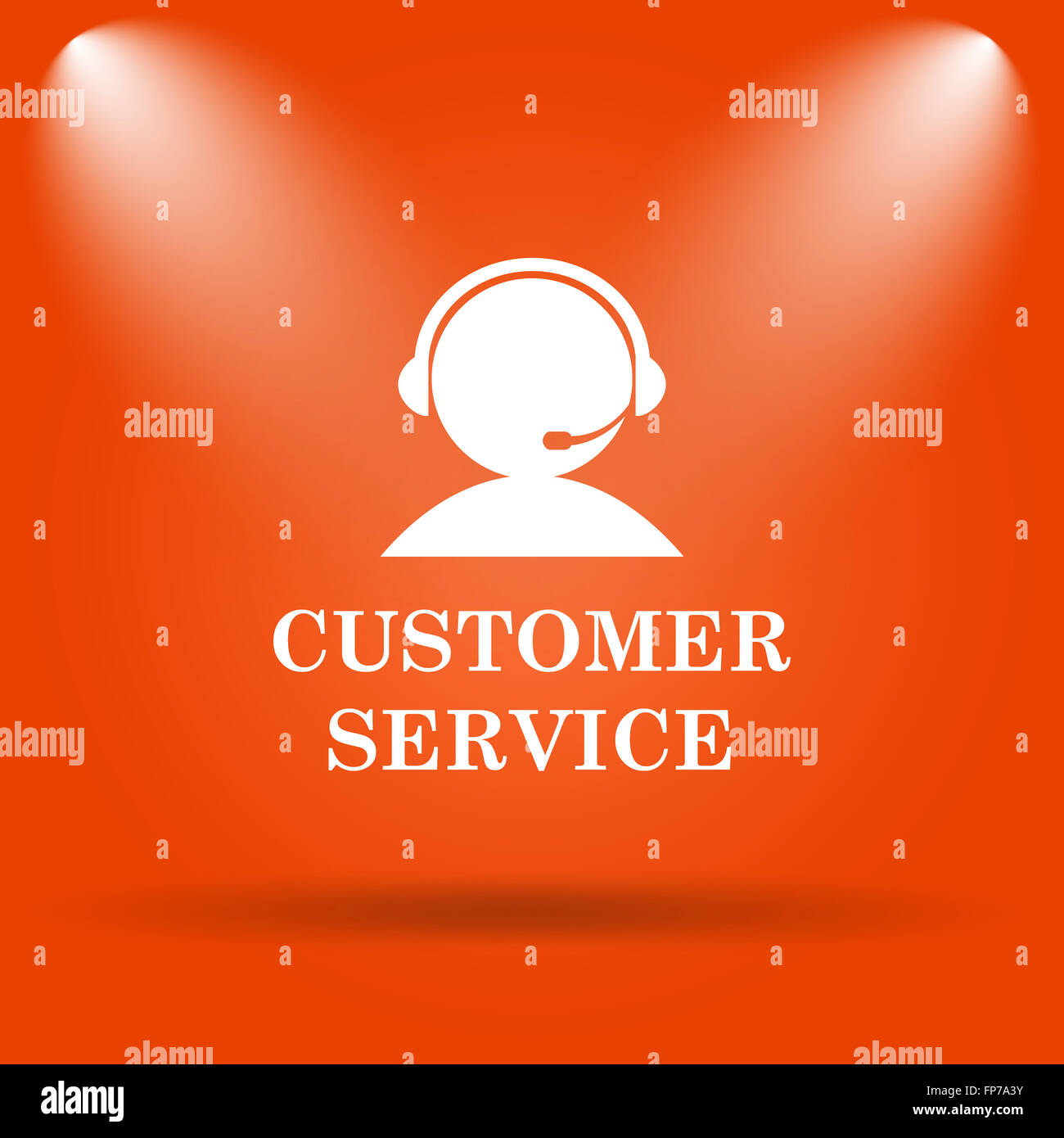 Customer service icon. Internet button on orange background Stock Photo ...