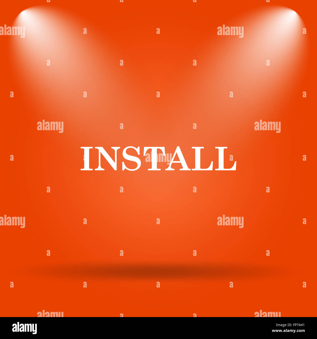 Install icon. Internet button on orange background Stock Photo - Alamy