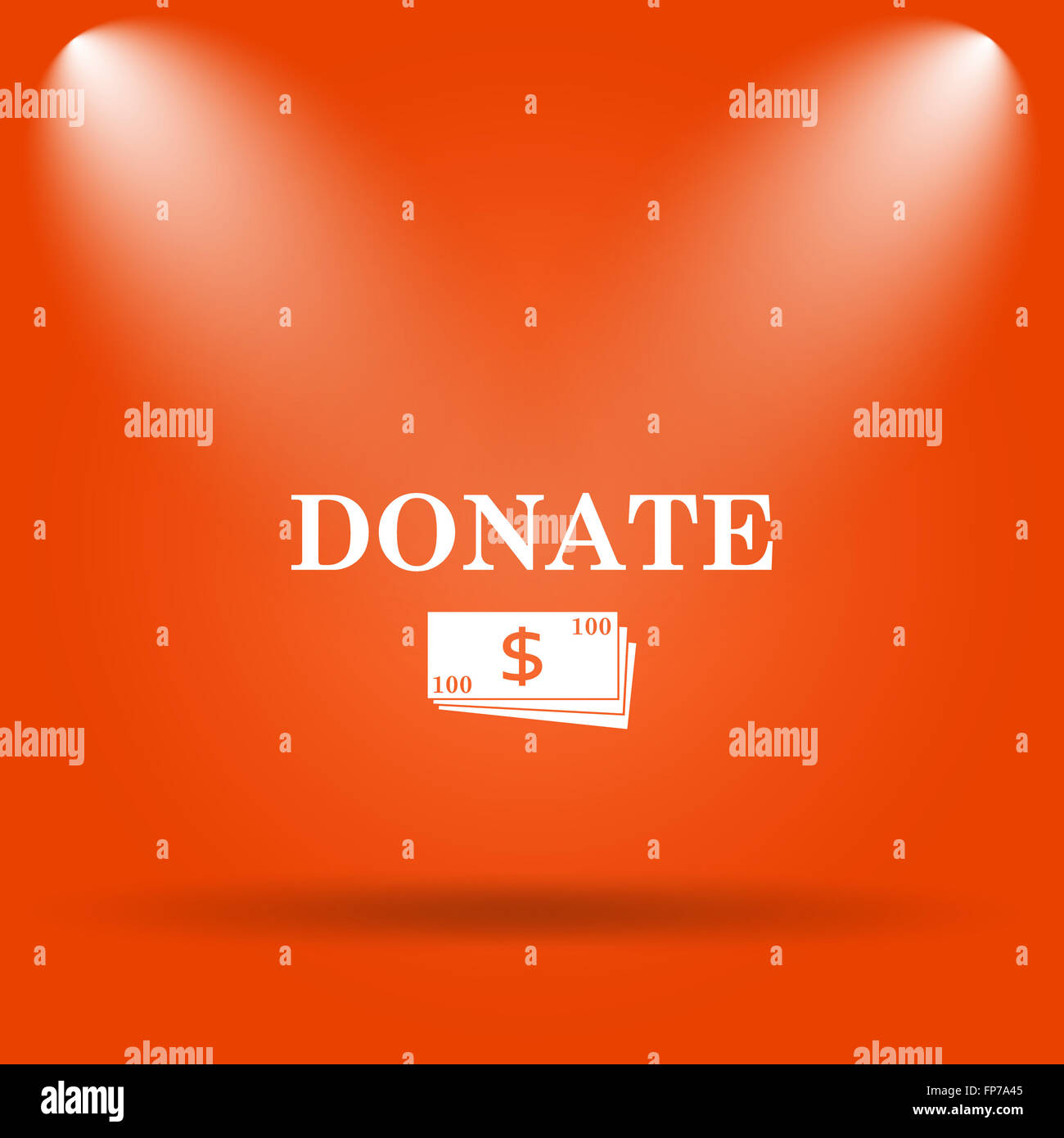 Donate icon. Internet button on orange background Stock Photo - Alamy