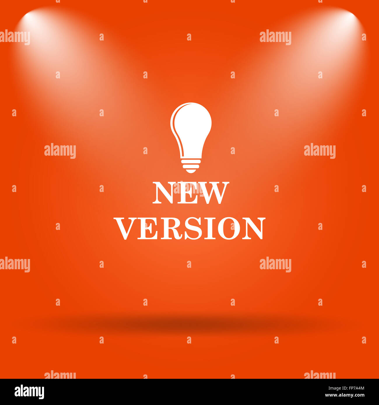 New version icon. Internet button on orange background Stock Photo - Alamy