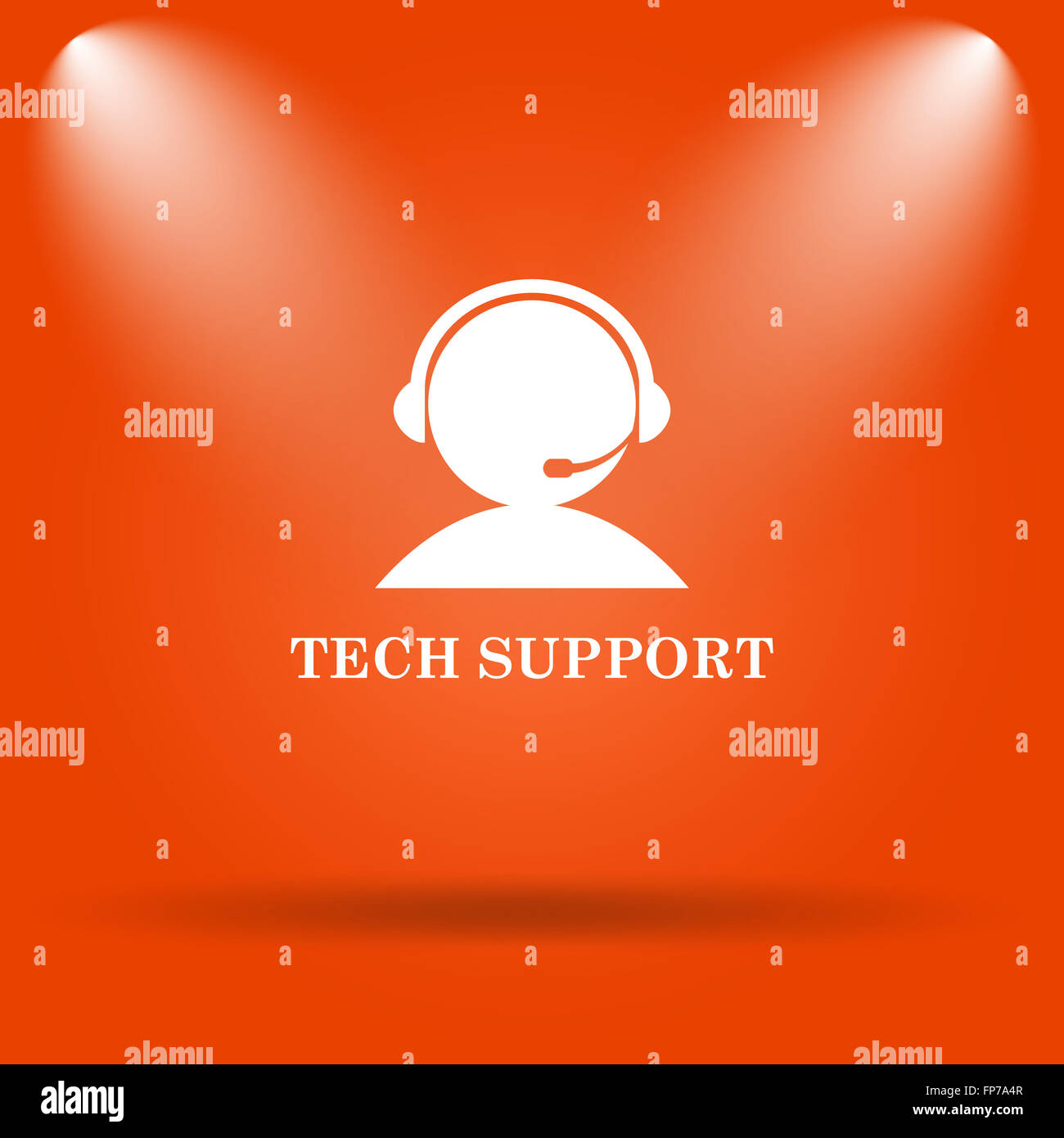 Tech support icon. Internet button on orange background Stock Photo - Alamy