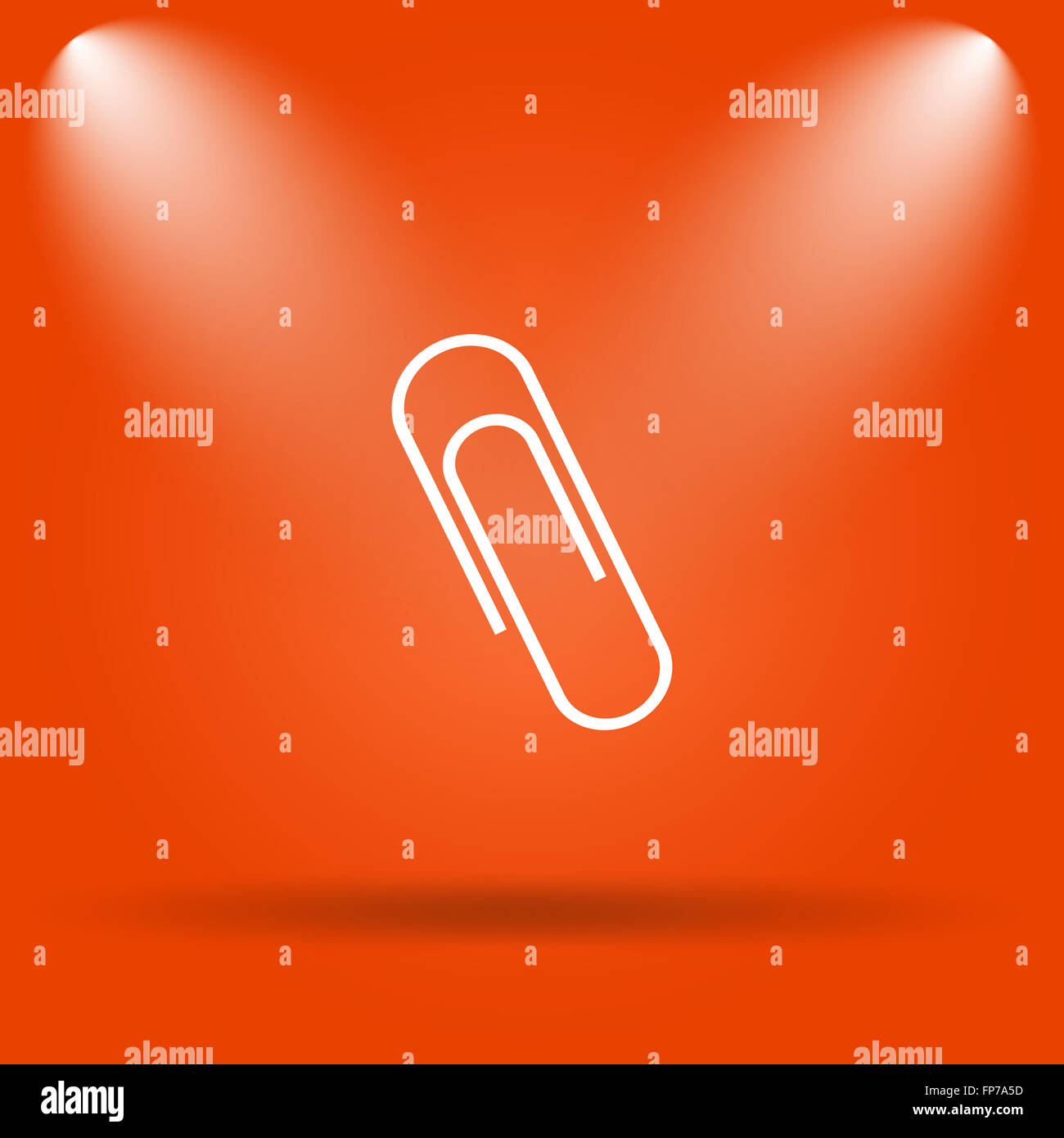 Paperclip icon. Internet button on orange background Stock Photo - Alamy