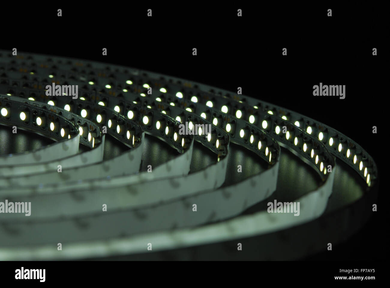 White led strip on the black background Stock Photo - Alamy