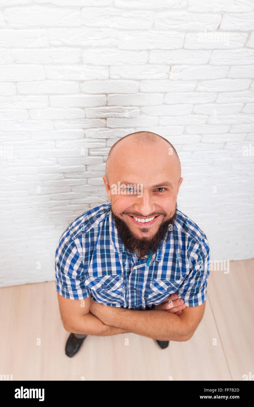 Casual Bearded Business Man Smiling Folded Hands Top View Stock Photo ... Casual Bearded Business Man Smiling Folded Hands Top View Stock Photo ...