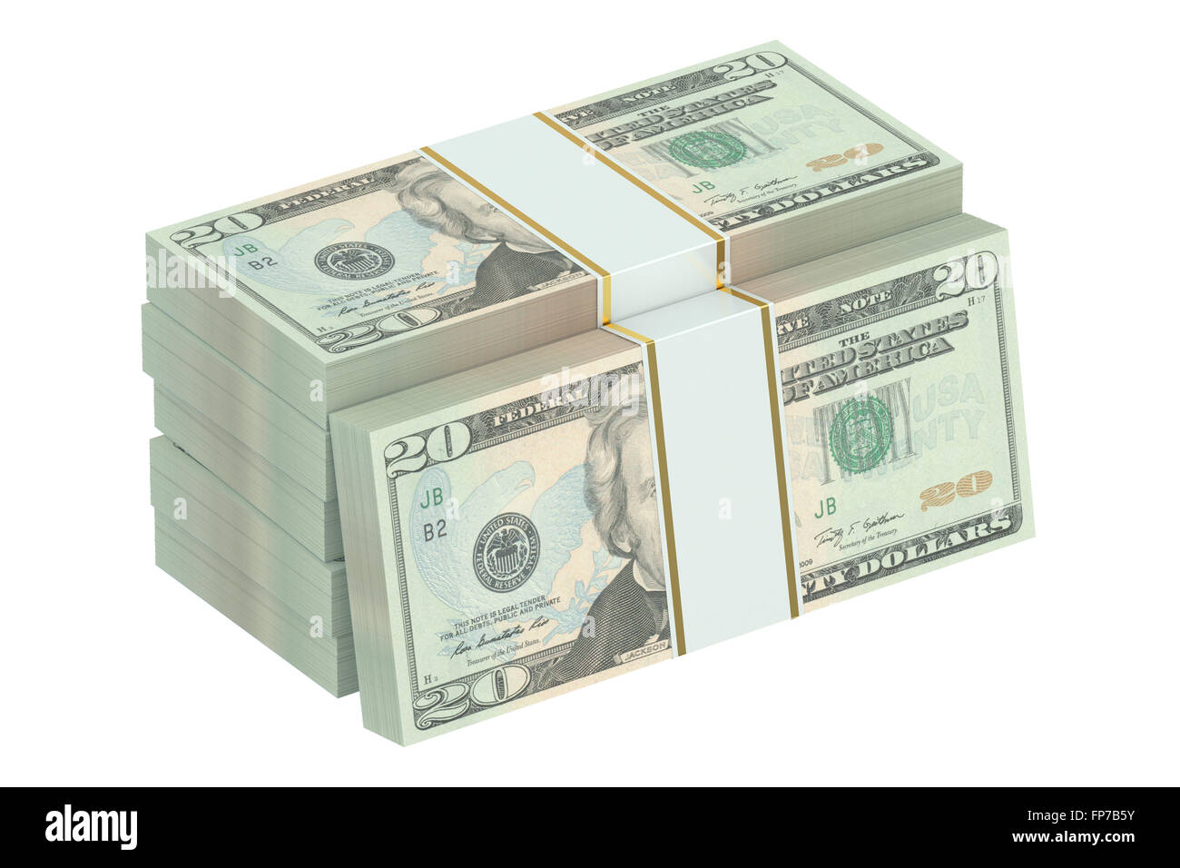 packs of dollars isolated on white background Stock Photo - Alamy