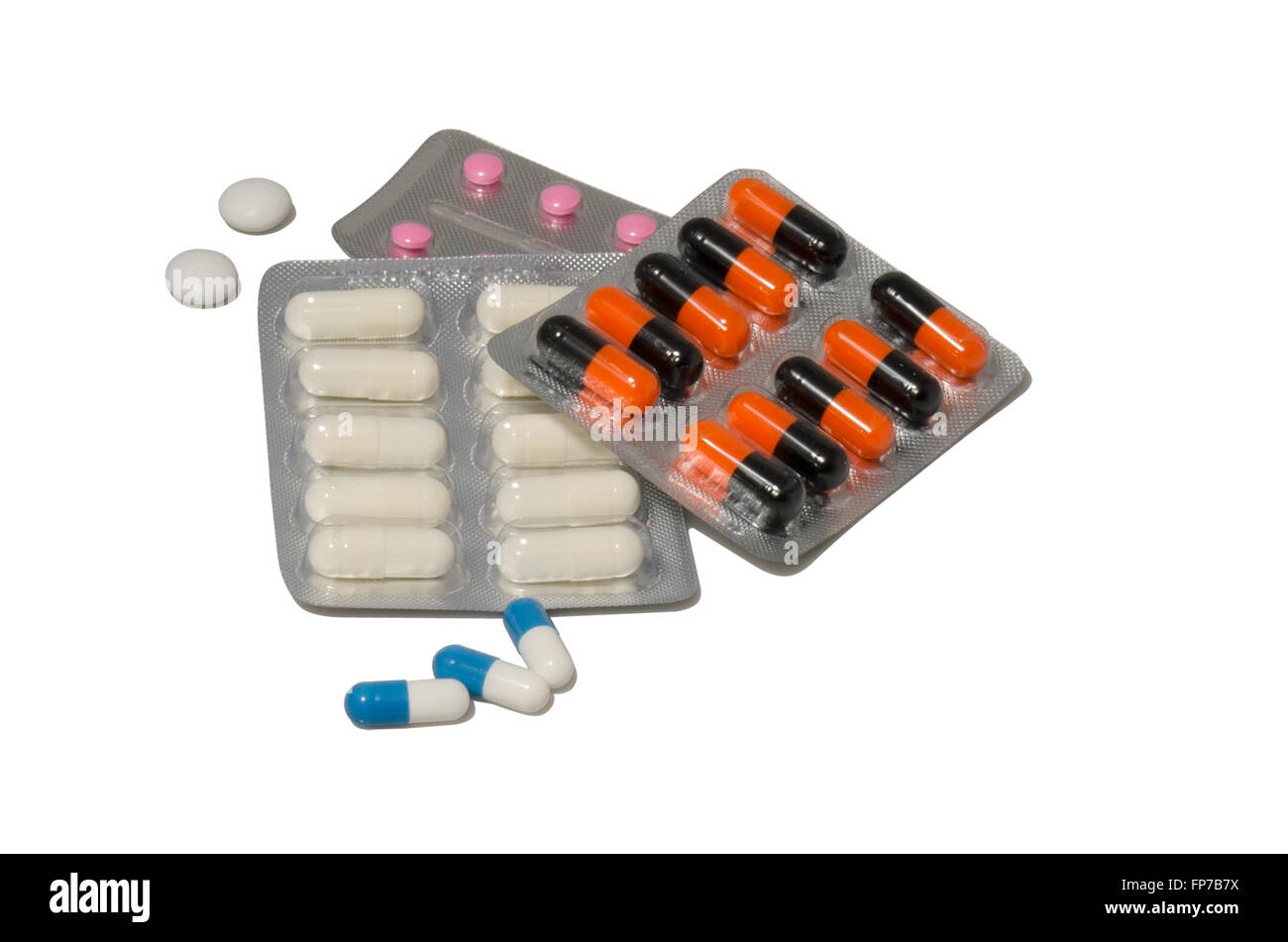three different packaging tablets on white background Stock Photo - Alamy