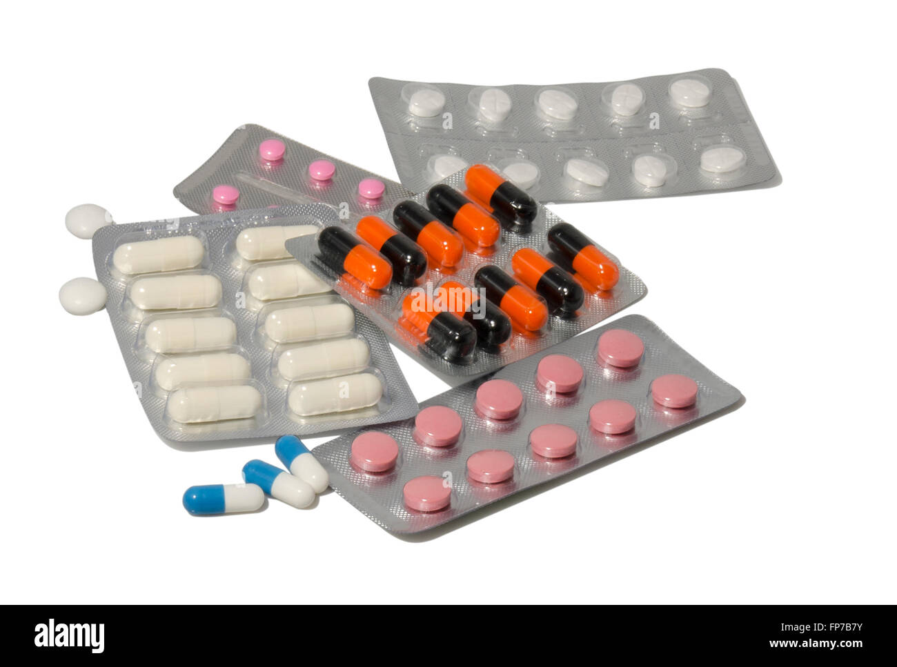 three different packaging tablets on white background Stock Photo - Alamy