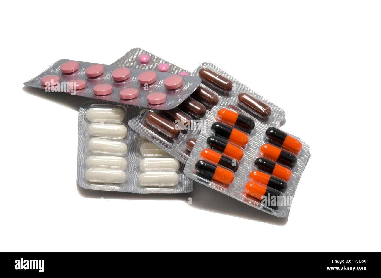 three different packaging tablets on white background Stock Photo - Alamy