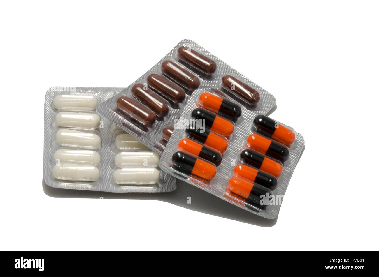 three different packaging tablets on white background Stock Photo - Alamy