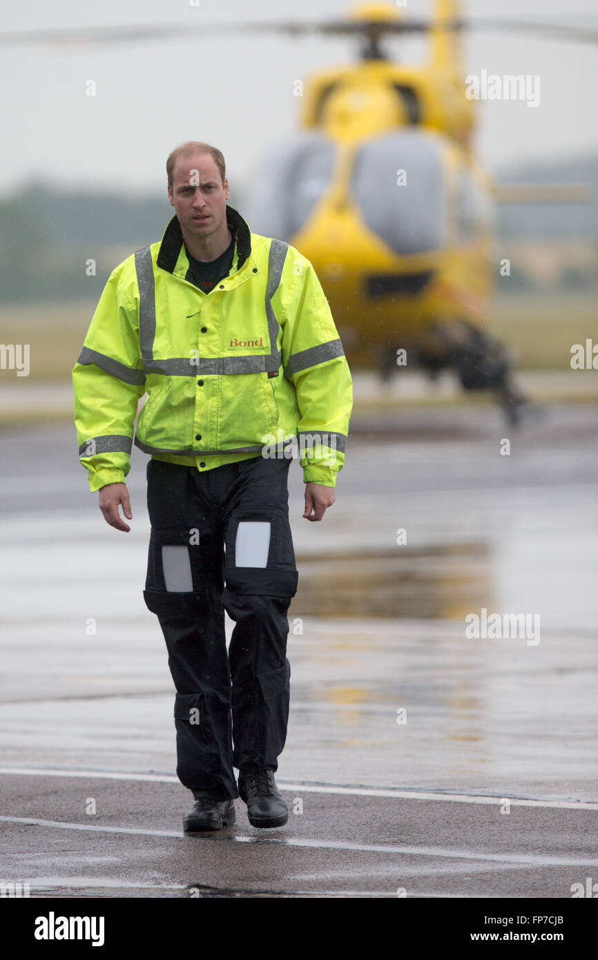 Prince William at Cambridge Airport on the first day of his new job as ...