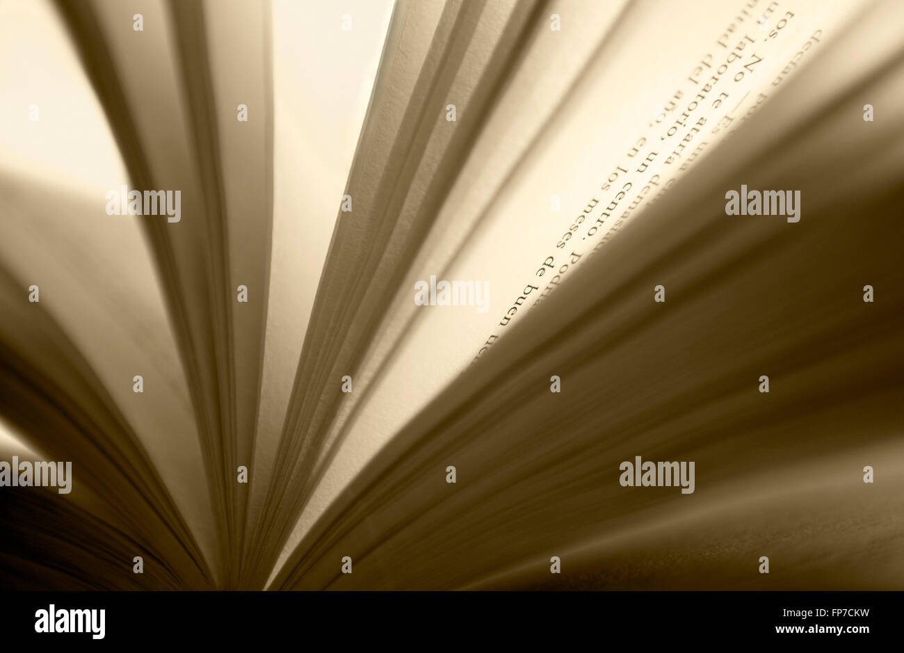 Open book detail in sepia tone. Horizontal format Stock Photo - Alamy