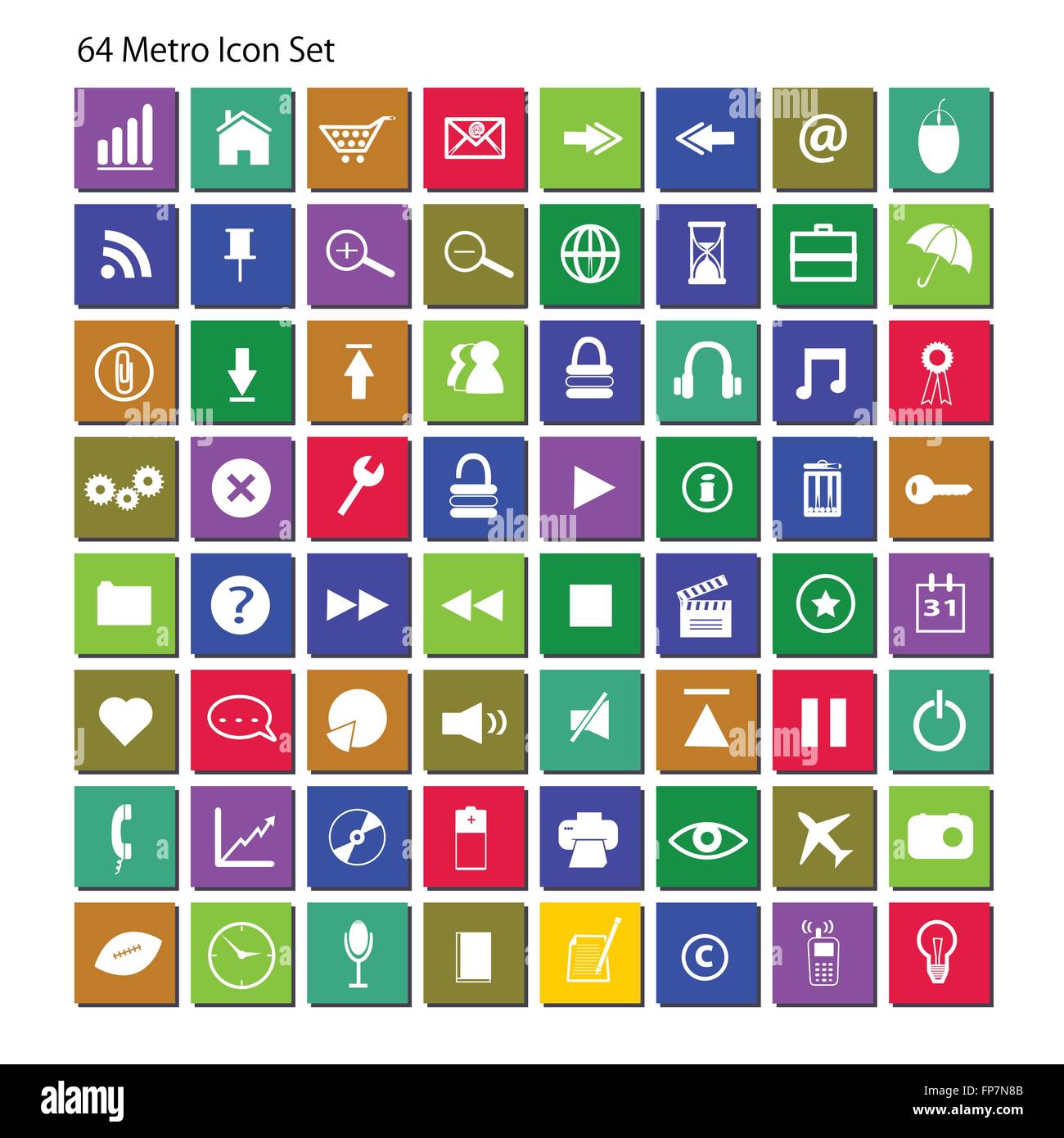 Image of a colorful metro icon set isolated on a white background Stock ...