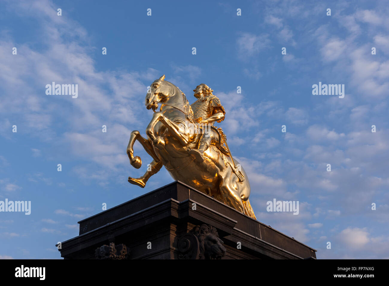 Golden statue of King Augustus the Great in Neustadt , Dresden, Saxony ...