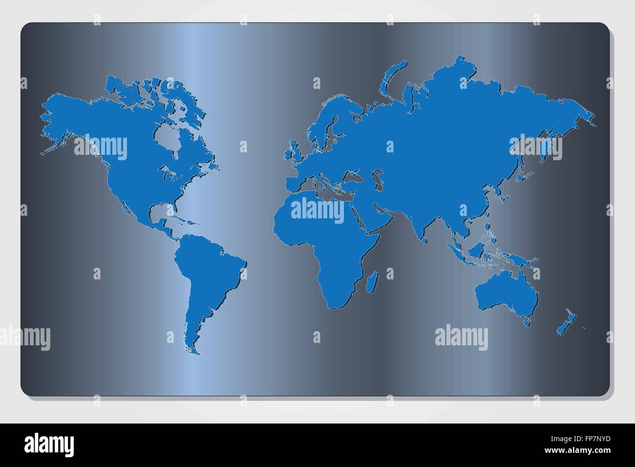 Image of a colorful blue world map against a silver background Stock ...