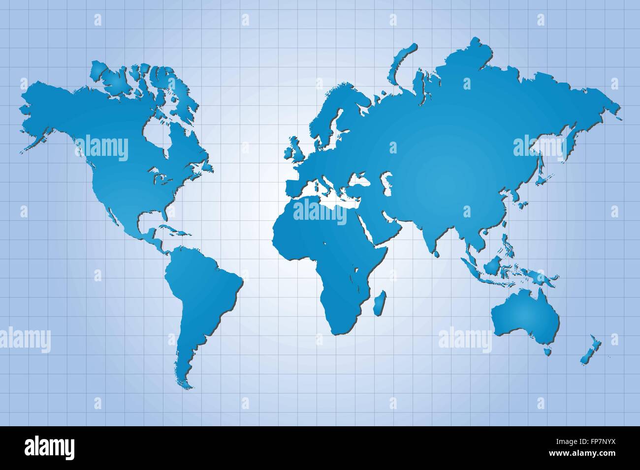 Image of a colorful, blue world map with a grid background Stock Vector ...