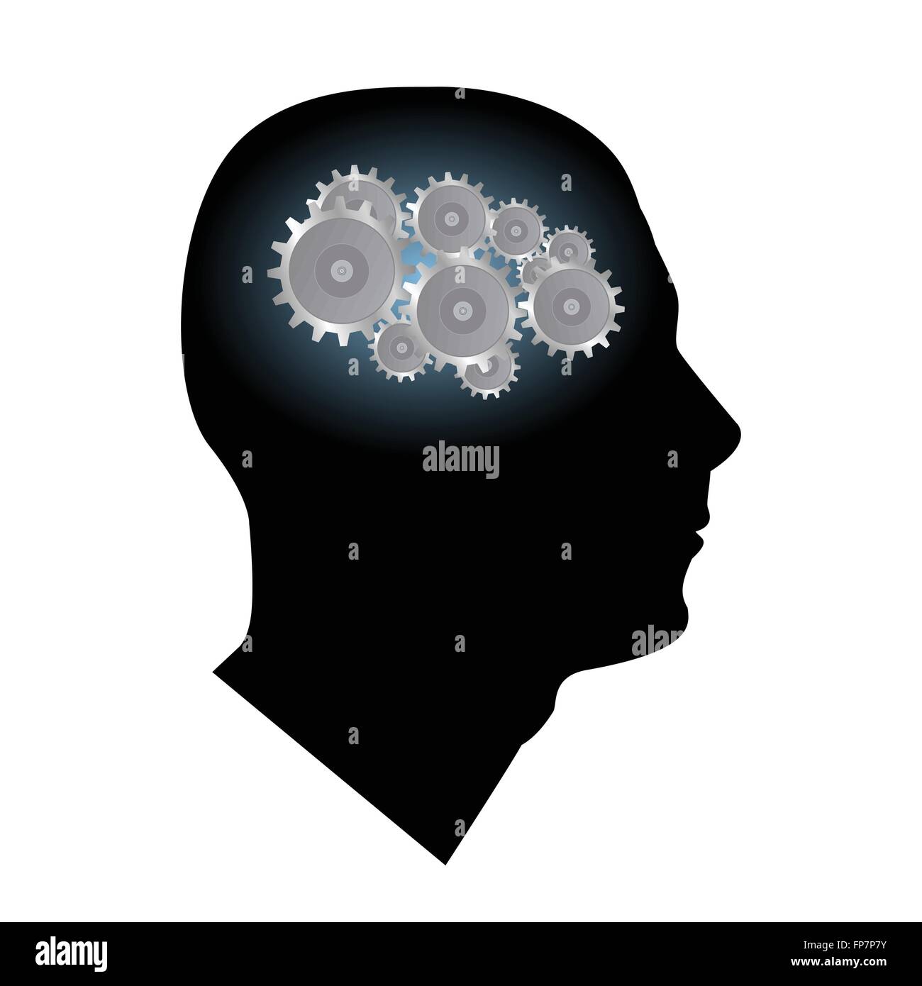 Image of gears inside of a man's head isolated on a white background ...