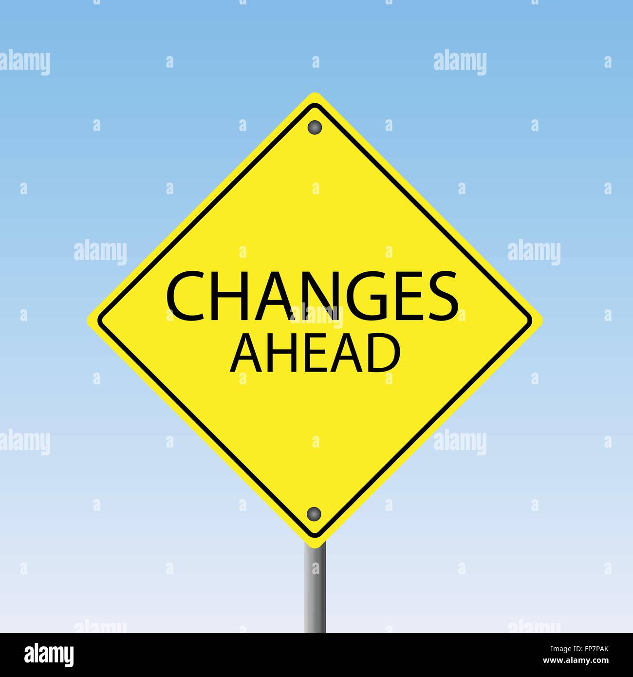 Image of a Changes Ahead road sign against a blue sky background Stock ...