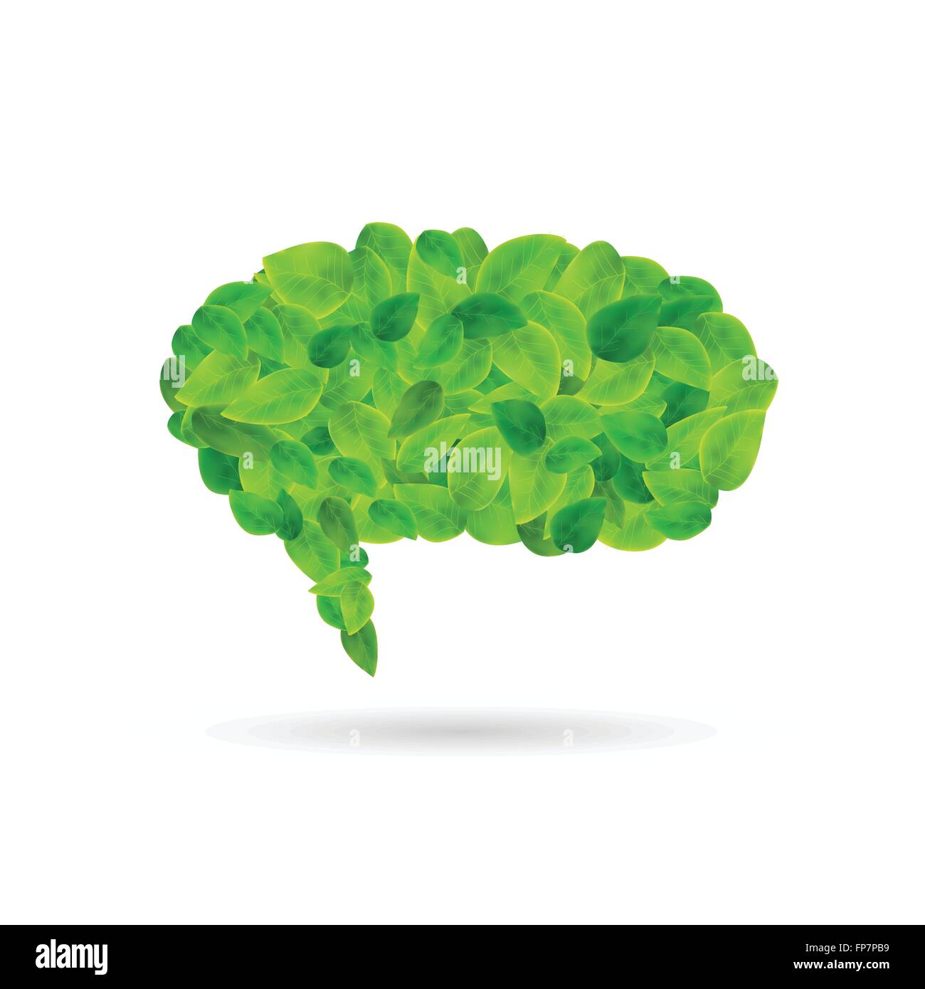 Image of a colorful, green chat bubble made of leaves isolated on a ...