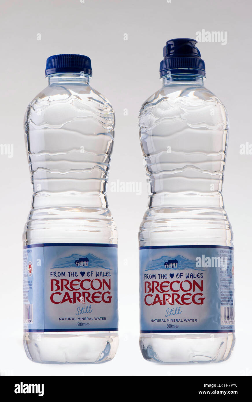 Bottles of Brecon Carreg bottled water on a white background Stock ...