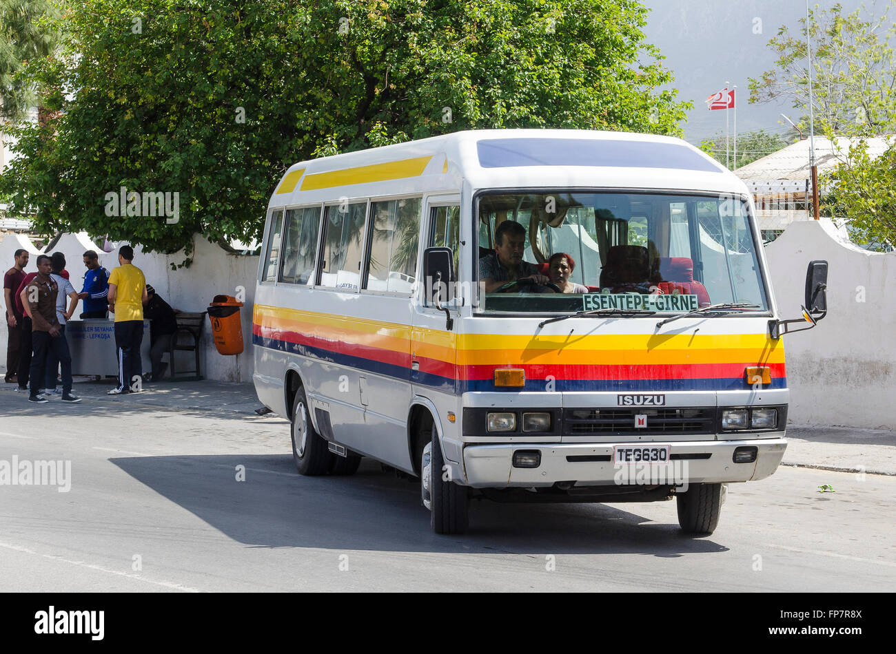 Isuzu minibus on a street in the city of Kyrenia in Northern Cyprus ...