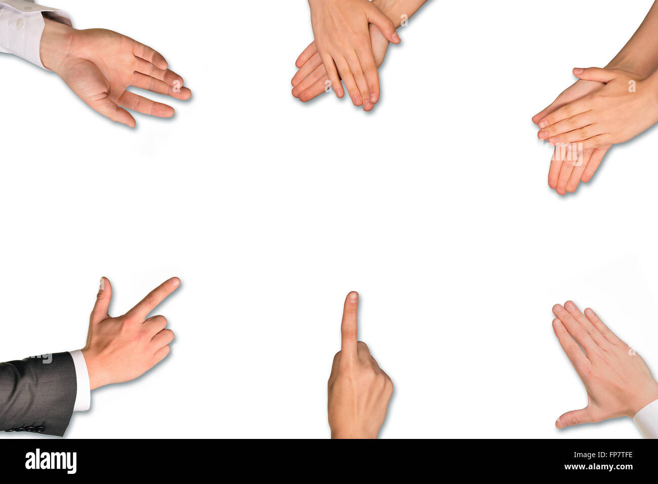 Set of human hands gesturing isolated on white background Stock Photo ...