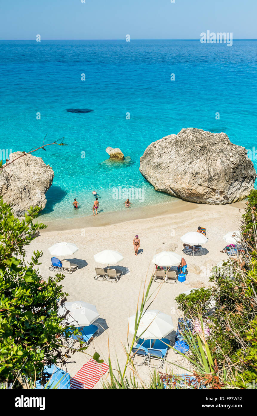 Kavalikefta Beach, Lefkada Island, Greece. Beautiful turquoise water ...