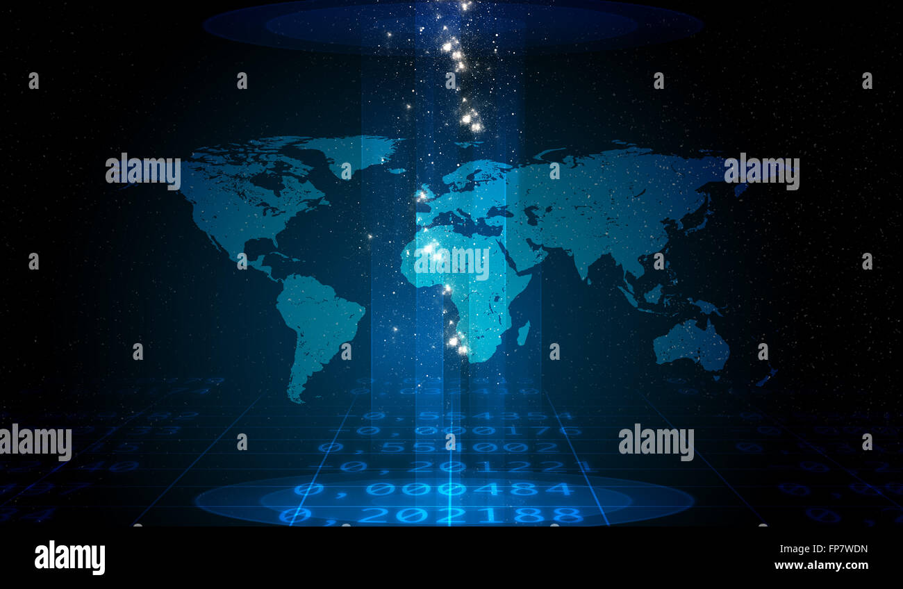 World map with numbers on blue background Stock Photo - Alamy